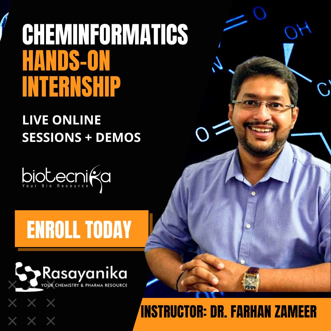 Cheminformatics Hands-on Internship - LIVE Online Sessions + Demo's — Rasayanika